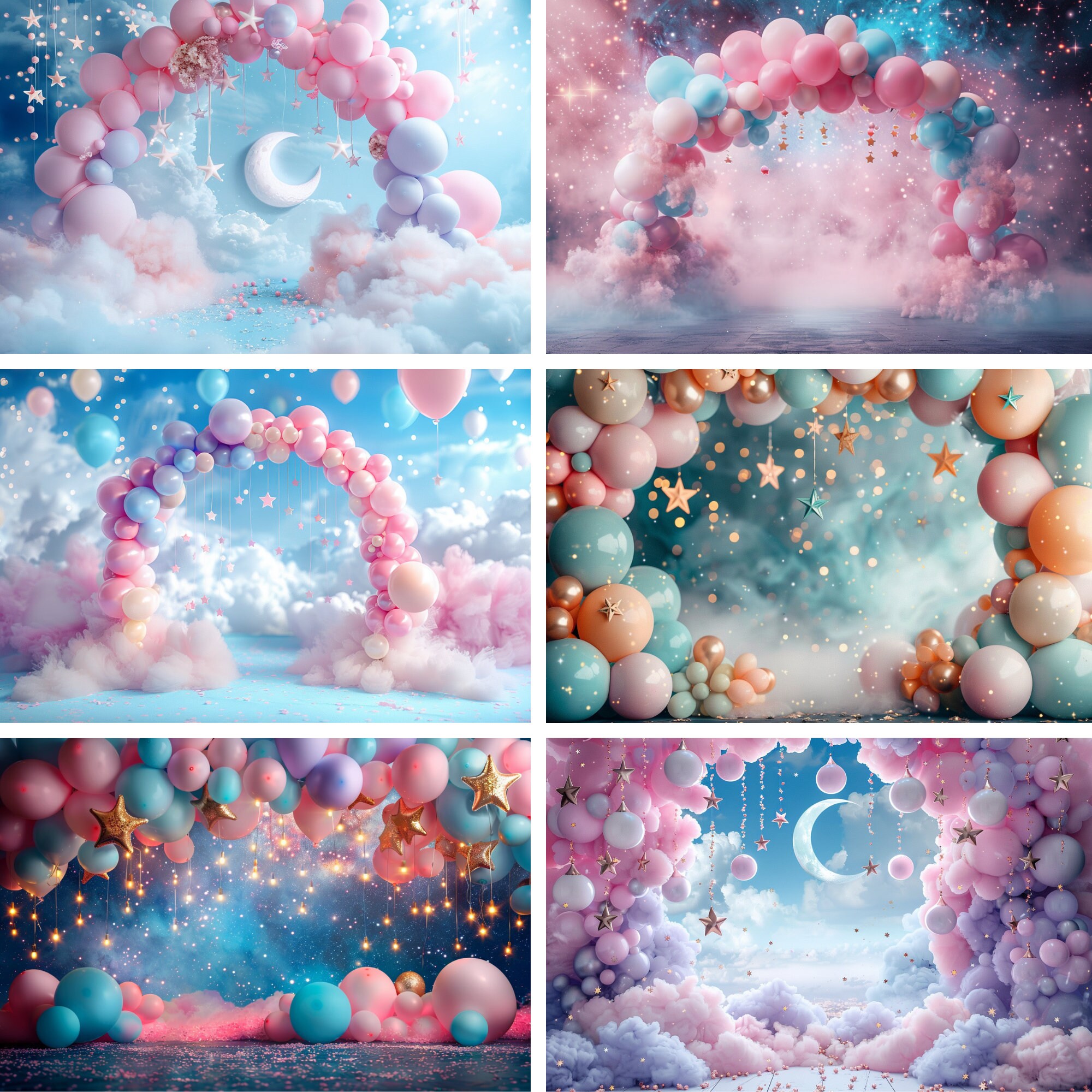 Lilac Moon Balloon Arch Digital Backdrops: Fantasy Cake Smash (PNG) - Etsy
