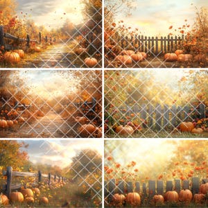 Rustic Fall Fence Digital Backdrop for Kids Photography, Autumn Pumpkin ...