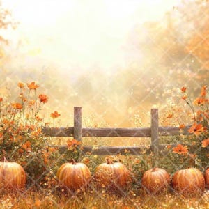 Rustic Fall Fence Digital Backdrop for Kids Photography, Autumn Pumpkin ...