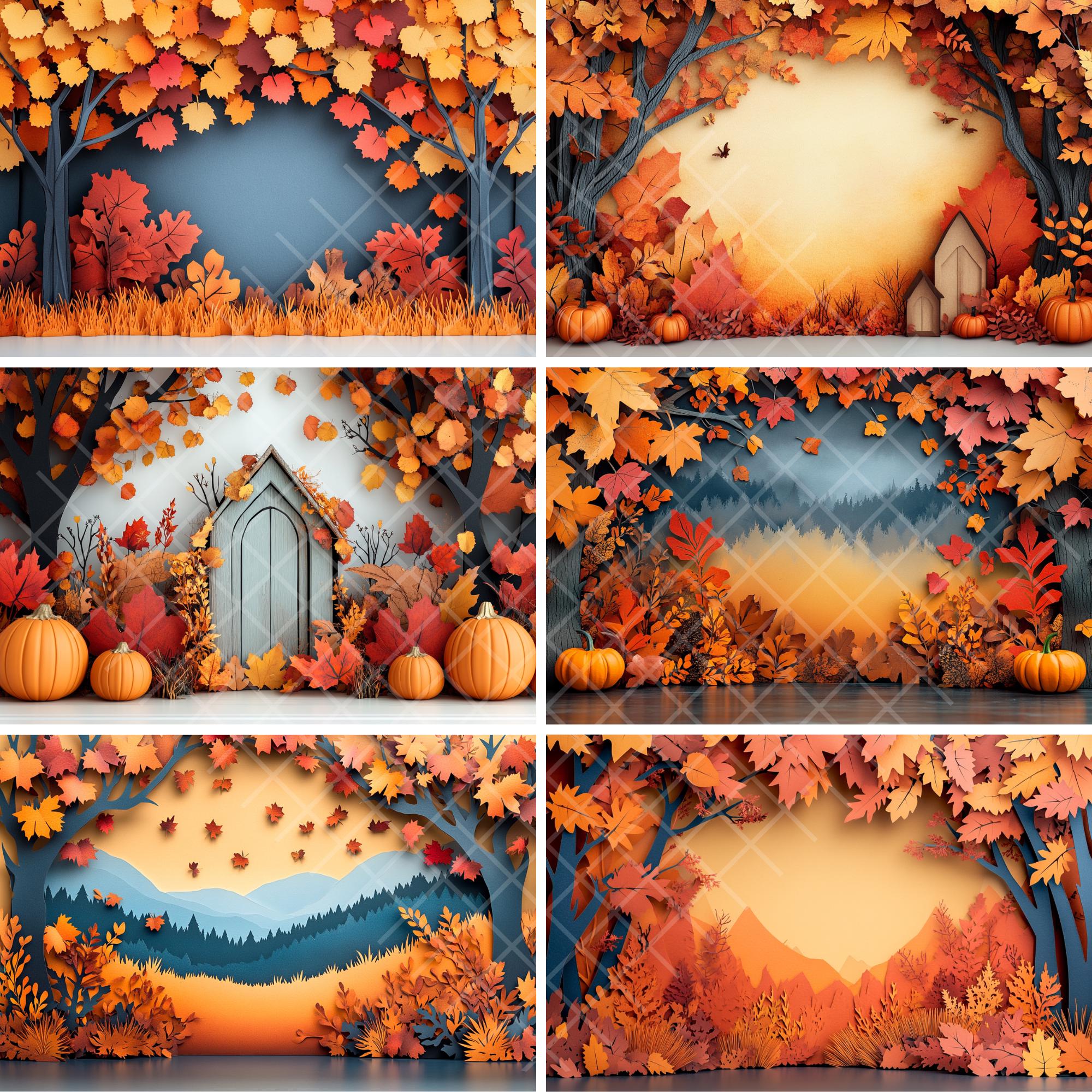 Autumn Wonderland Digital Backdrop Fall Kids Photography Background ...