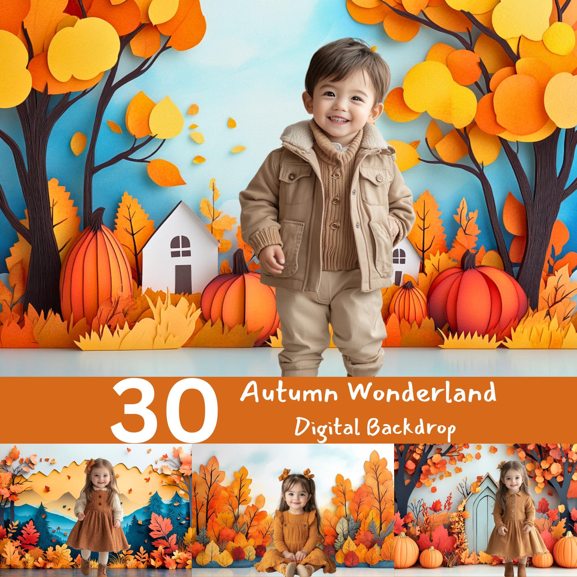 Autumn Wonderland Digital Backdrop Fall Kids Photography Background ...