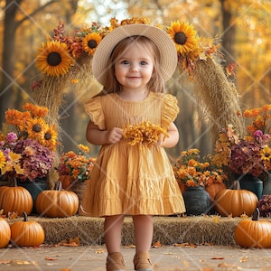 Autumn Arch Sunflowers Digital Backdrop | Rustic Fall Photography ...