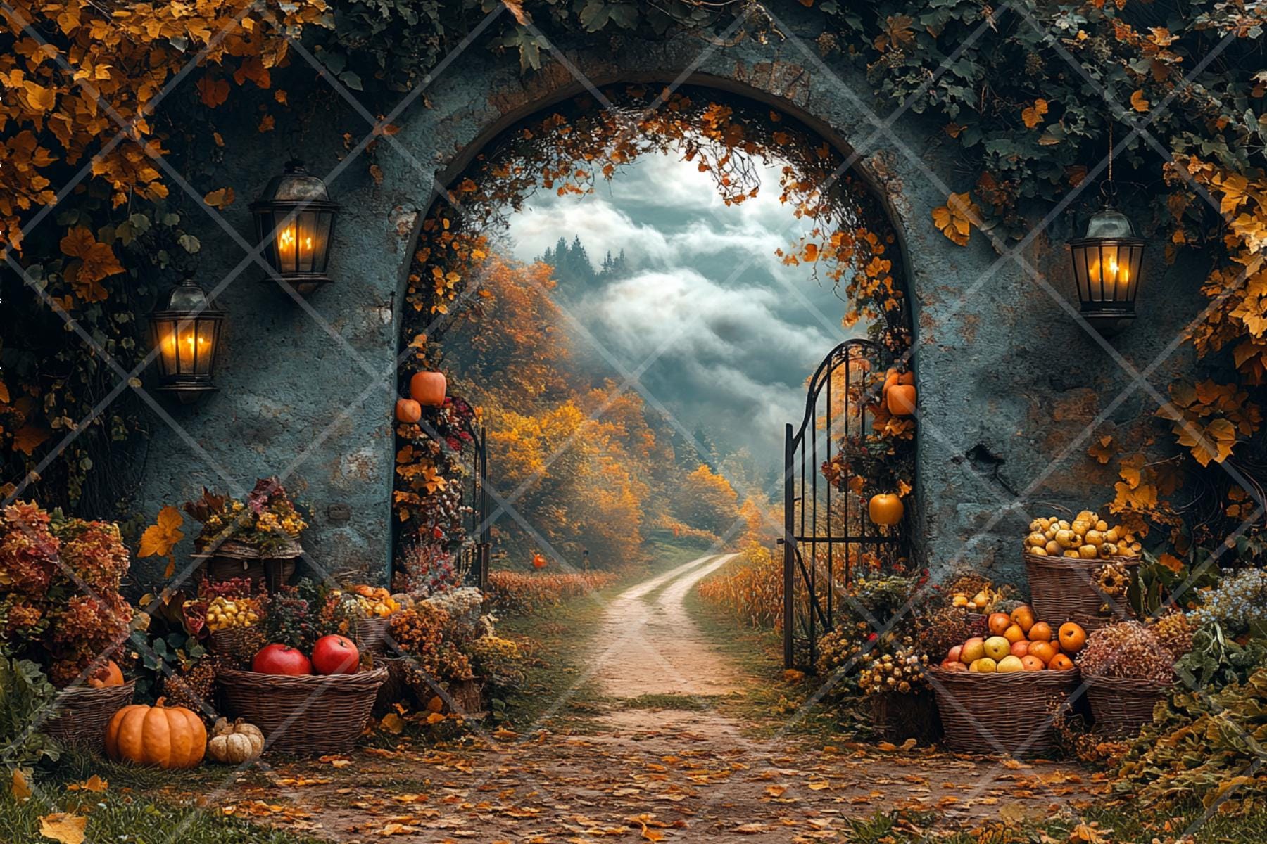 Enchanted Autumn Cottage Digital Backdrop: Fall Photography (JPEG) - Etsy