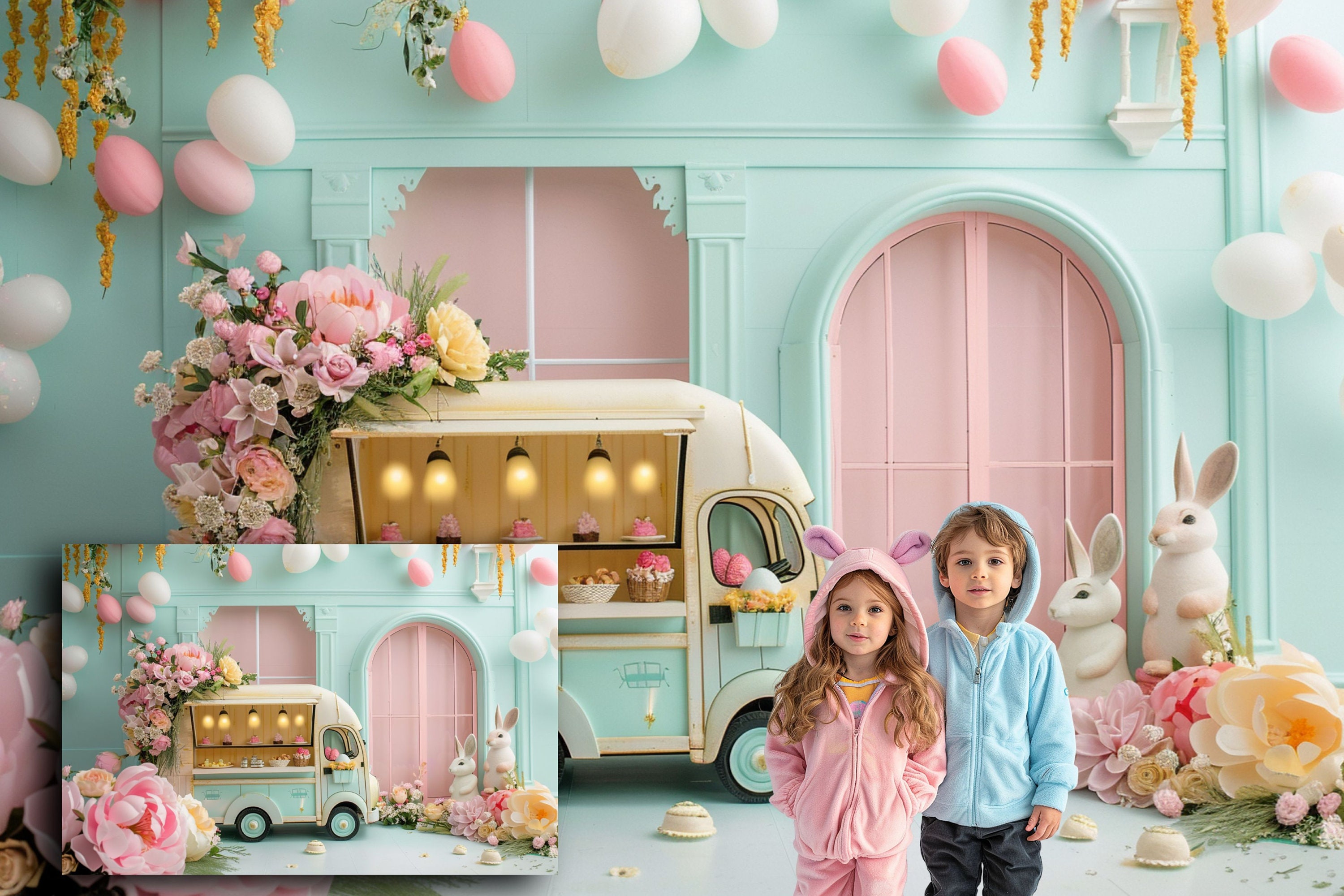 5 Easter Digital Backdrops, Shop Front Photo Props, Spring Digital ...