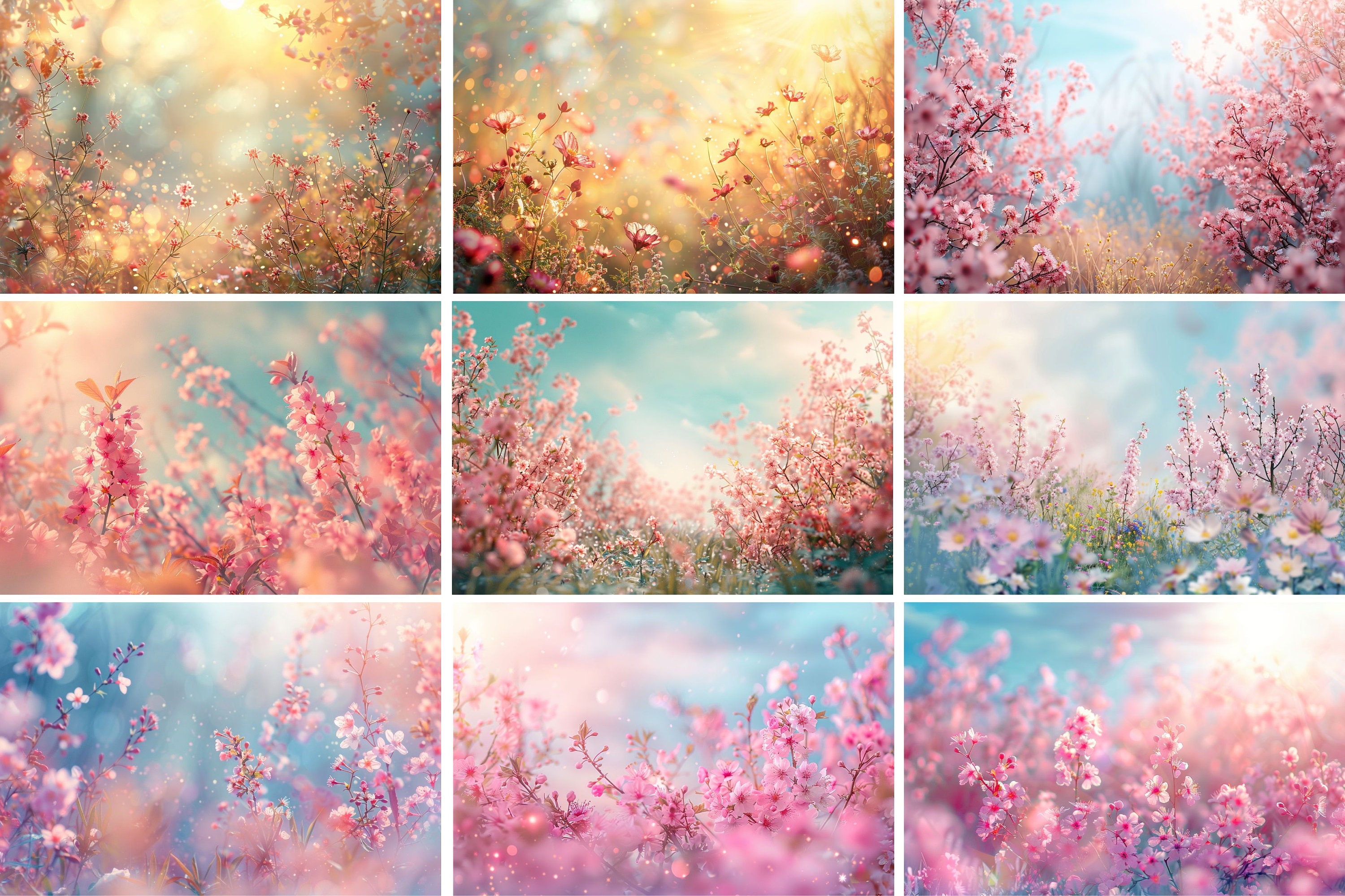 Blurred Spring Digital Backdrops, Spring's Flower Soft Focus Background ...