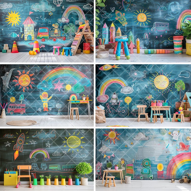 Back to School Chalkboard Photo Backdrop: Kids Portrait Photography ...