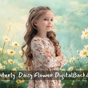 Painterly Daisy Flower Digitalbackdrop, Fine Art Portrait Digital Photo ...