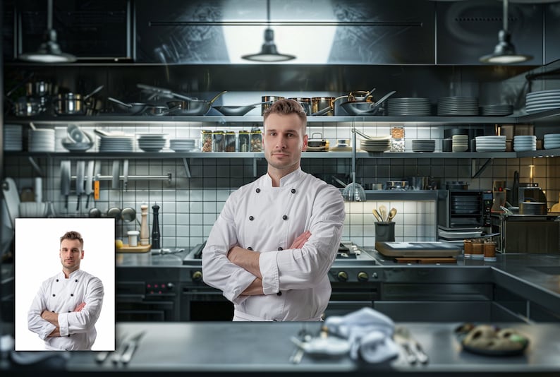 Modern Kitchen Digital Backdrops, Restaurant Kitchen Digital Background ...