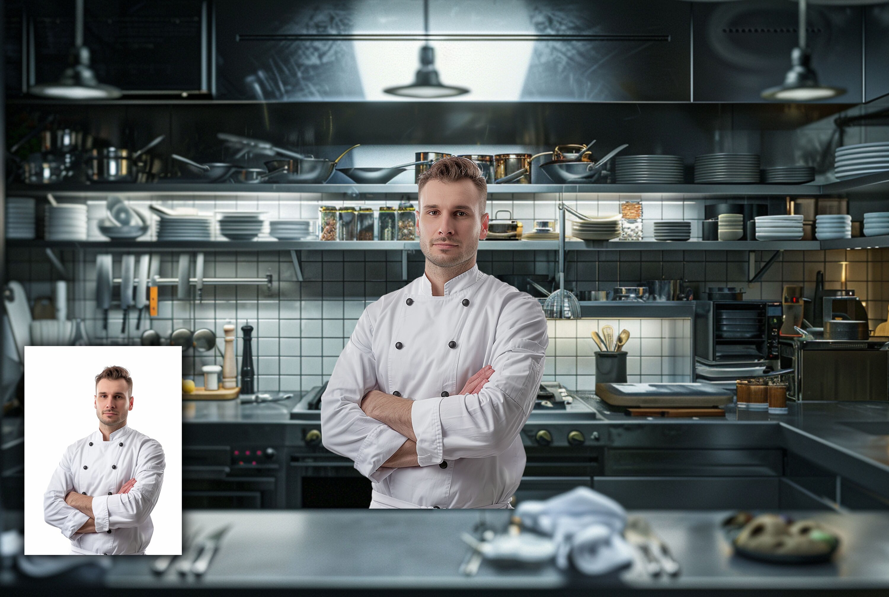 Modern Kitchen Digital Backdrops, Restaurant Kitchen Digital Background, Chef Photo, Headshot ...