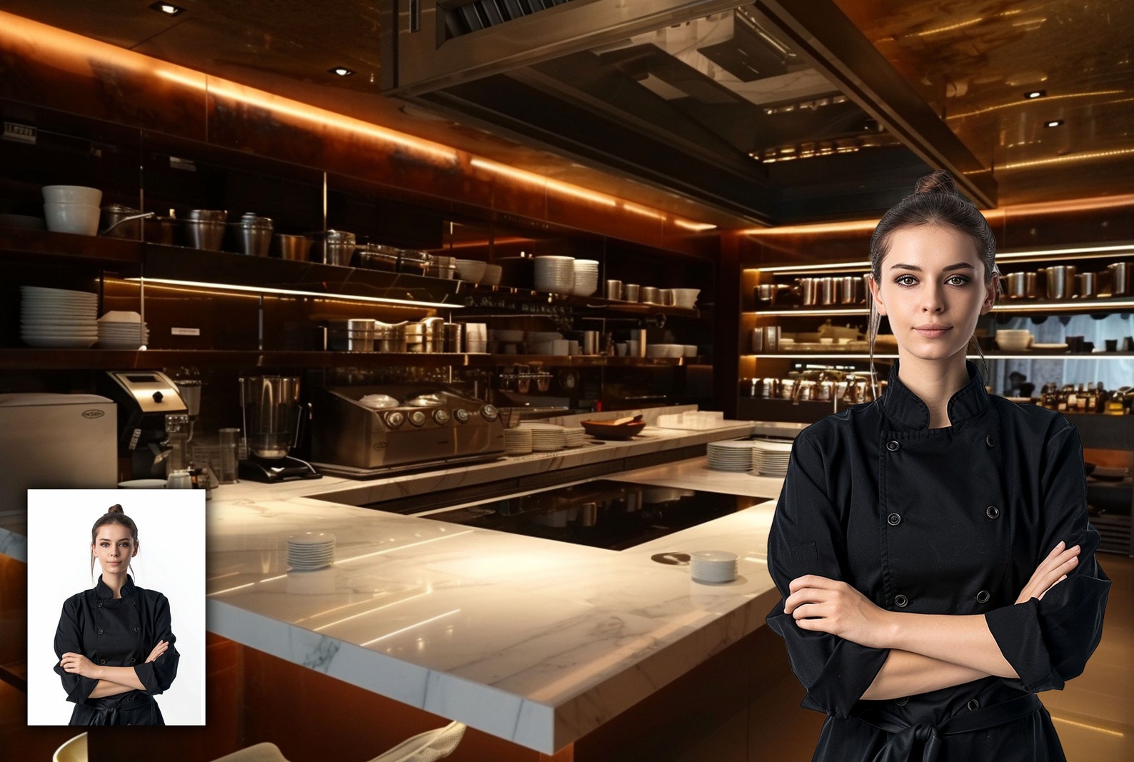 Modern Kitchen Digital Backdrops, Restaurant Kitchen Digital Background, Chef Photo, Headshot ...