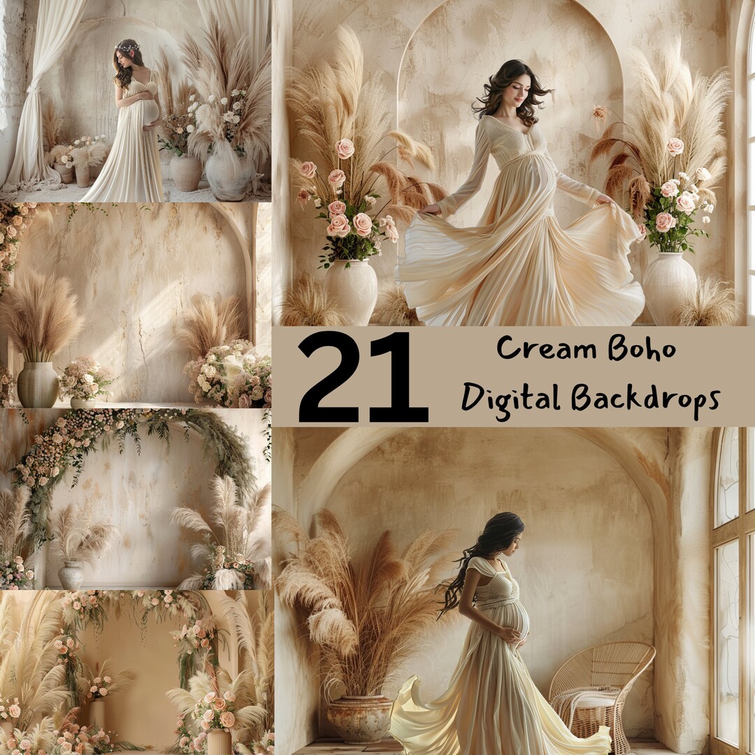 Cream Boho Photography Backdrops: Floral Arches (digital Download) - Etsy