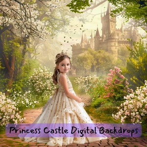 Garden Princess Castle Digital Backdrops: Spring Photography Overlays ...