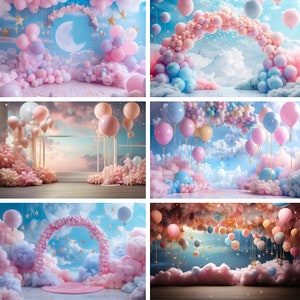 Lilac Moon Balloon Arch Digital Backdrops: Fantasy Cake Smash (PNG) - Etsy
