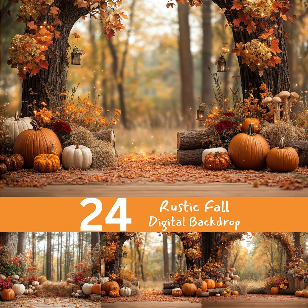 Rustic Fall Digital Backdrop for Kids Photography, Pumpkin Patch ...
