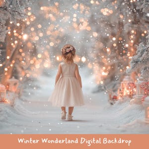 Winter Wonderland Digital Backdrop, Snowy Lantern Pathway for Kids ...