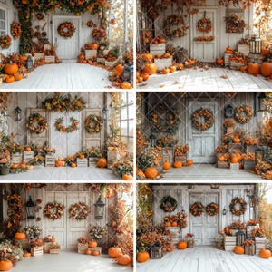 Rustic Autumn Porch Digital Backdrop | Cozy Fall Kids Photography ...