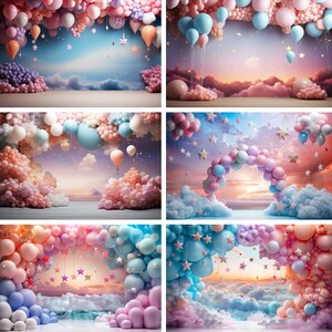 Lilac Moon Balloon Arch Digital Backdrops: Fantasy Cake Smash (PNG) - Etsy