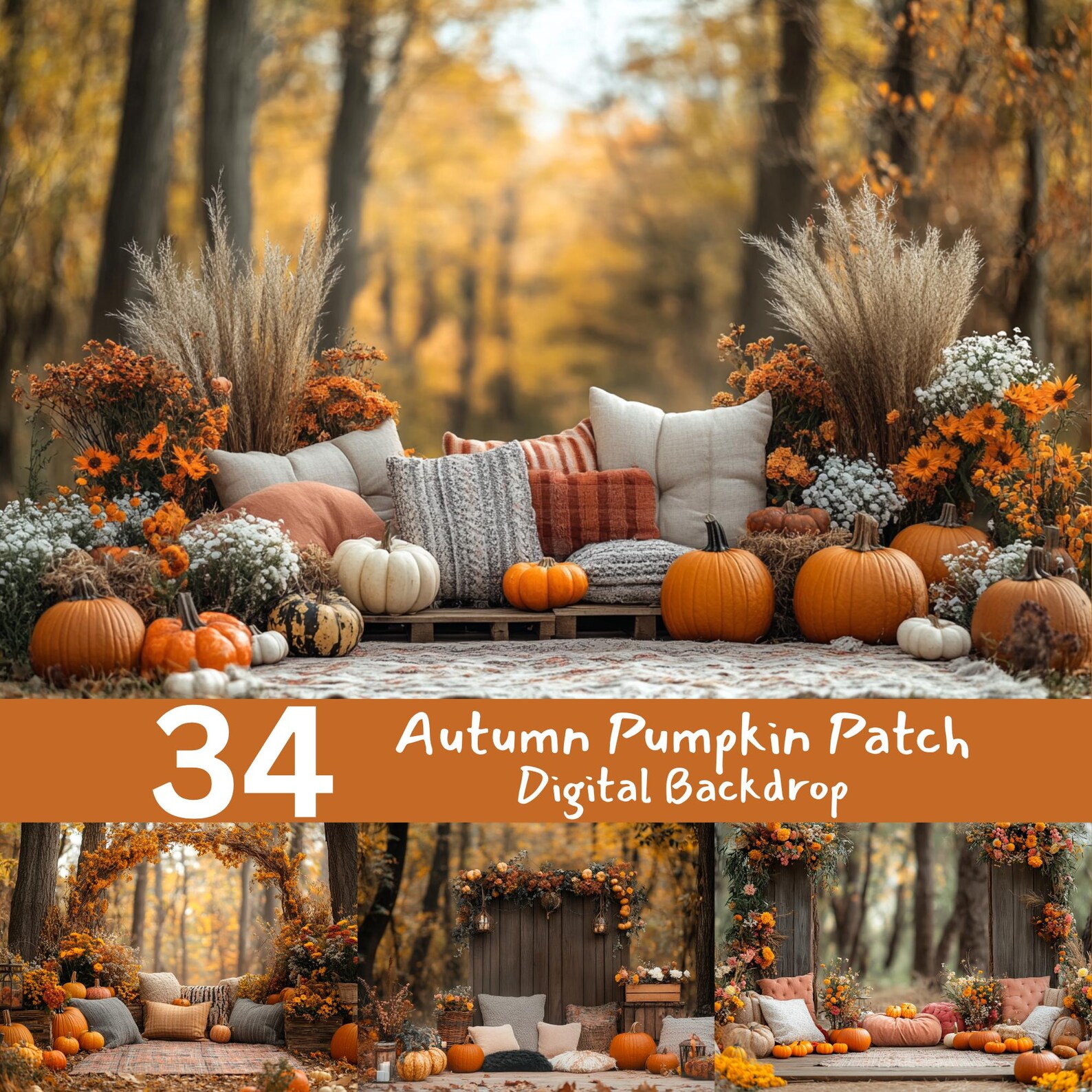 Autumn Pumpkin Patch Digital Backdrop: Maternity & Kids Photography ...