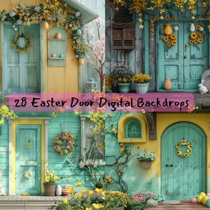Easter Digital Backdrops, Easter Eggs Bunny Outdoor Photo Props, Spring ...