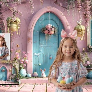Easter Digital Backdrops, Easter Eggs Bunny Outdoor Photo Props, Spring Photo Digital Background ...