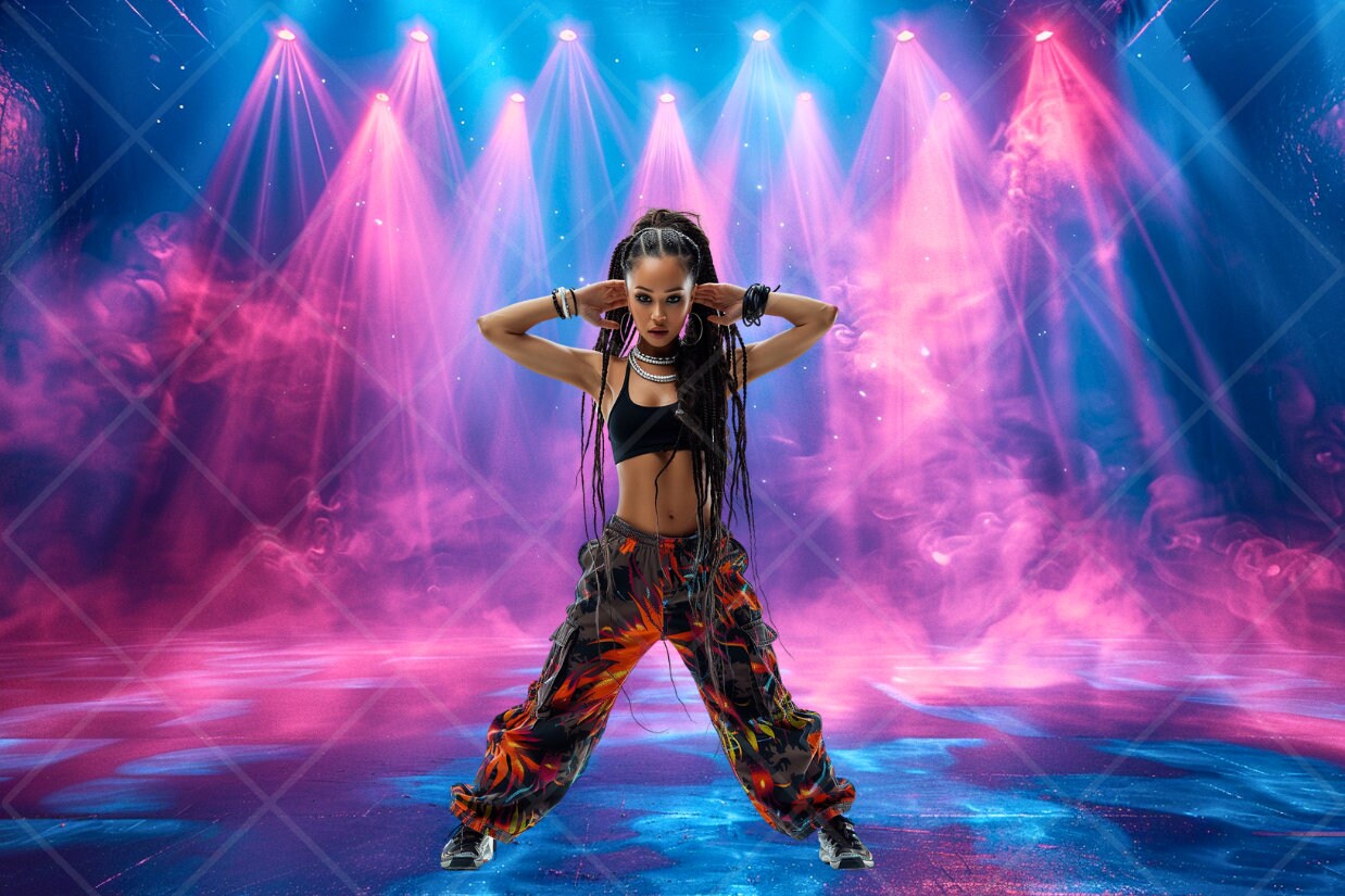 Vibrant Neon Dance Stage Digital Backdrop (JPEG) - Etsy