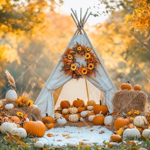 Autumn Teepee Digital Backdrop for Kids Photography, Ai-generated ...