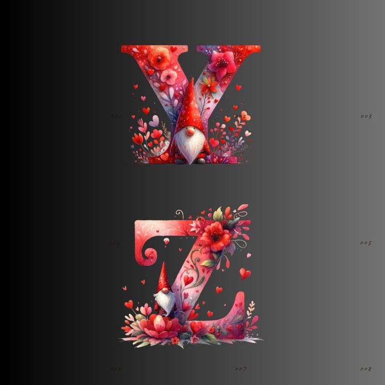 Valentine Watercolor Alphabet PNG Gnome Clipart, Valentine Clipart ...