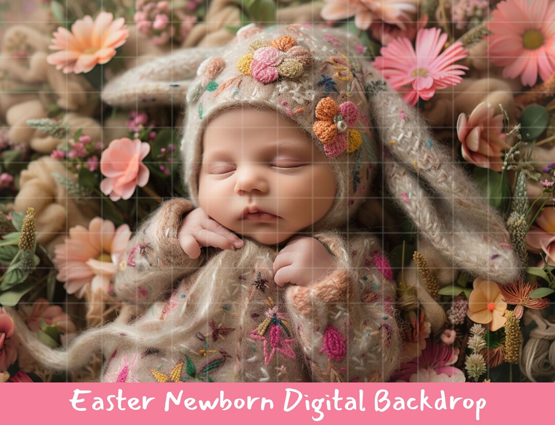 Easter Bunny Digital Backdrop Photography, Newborn Digital Background ...