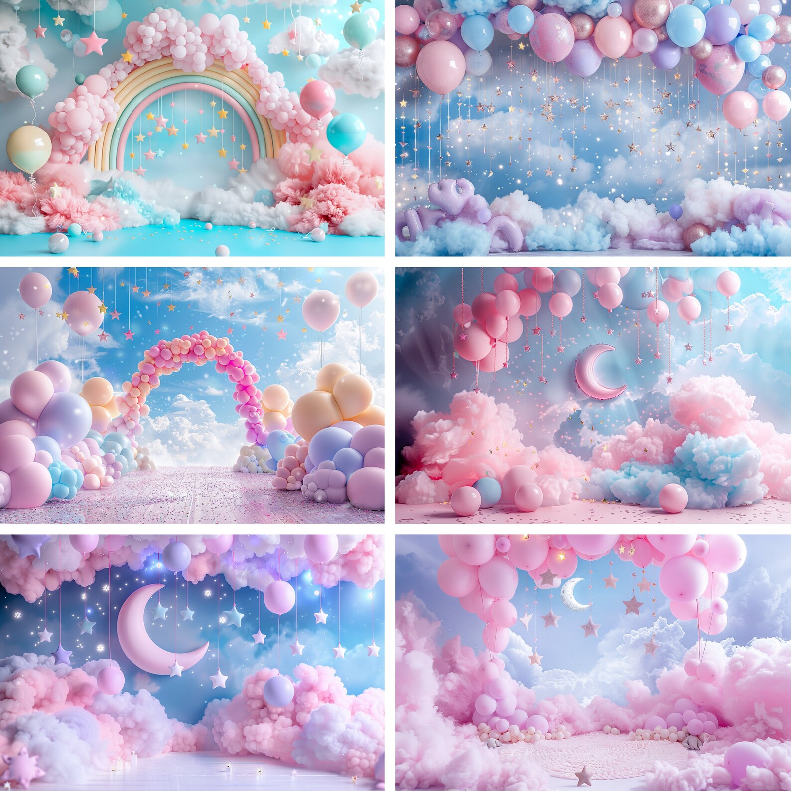 Lilac Moon Balloon Arch Digital Backdrops: Fantasy Cake Smash (PNG) - Etsy