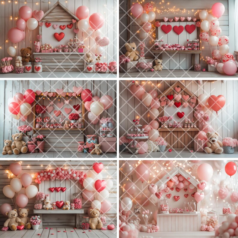 Valentine's Day Photography Backdrops: Candy & Hearts (digital Download ...