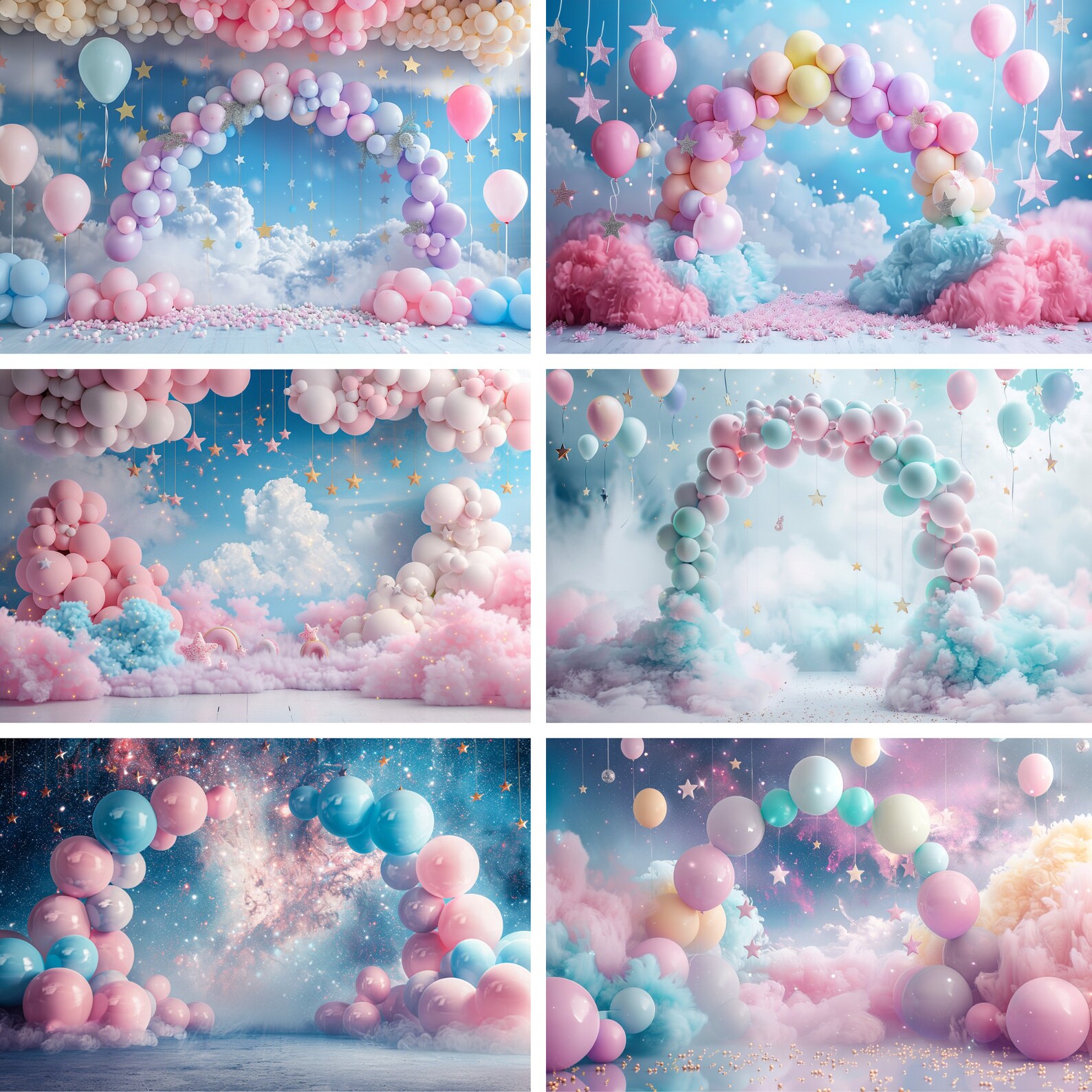 Lilac Moon Balloon Arch Digital Backdrops: Fantasy Cake Smash (PNG) - Etsy