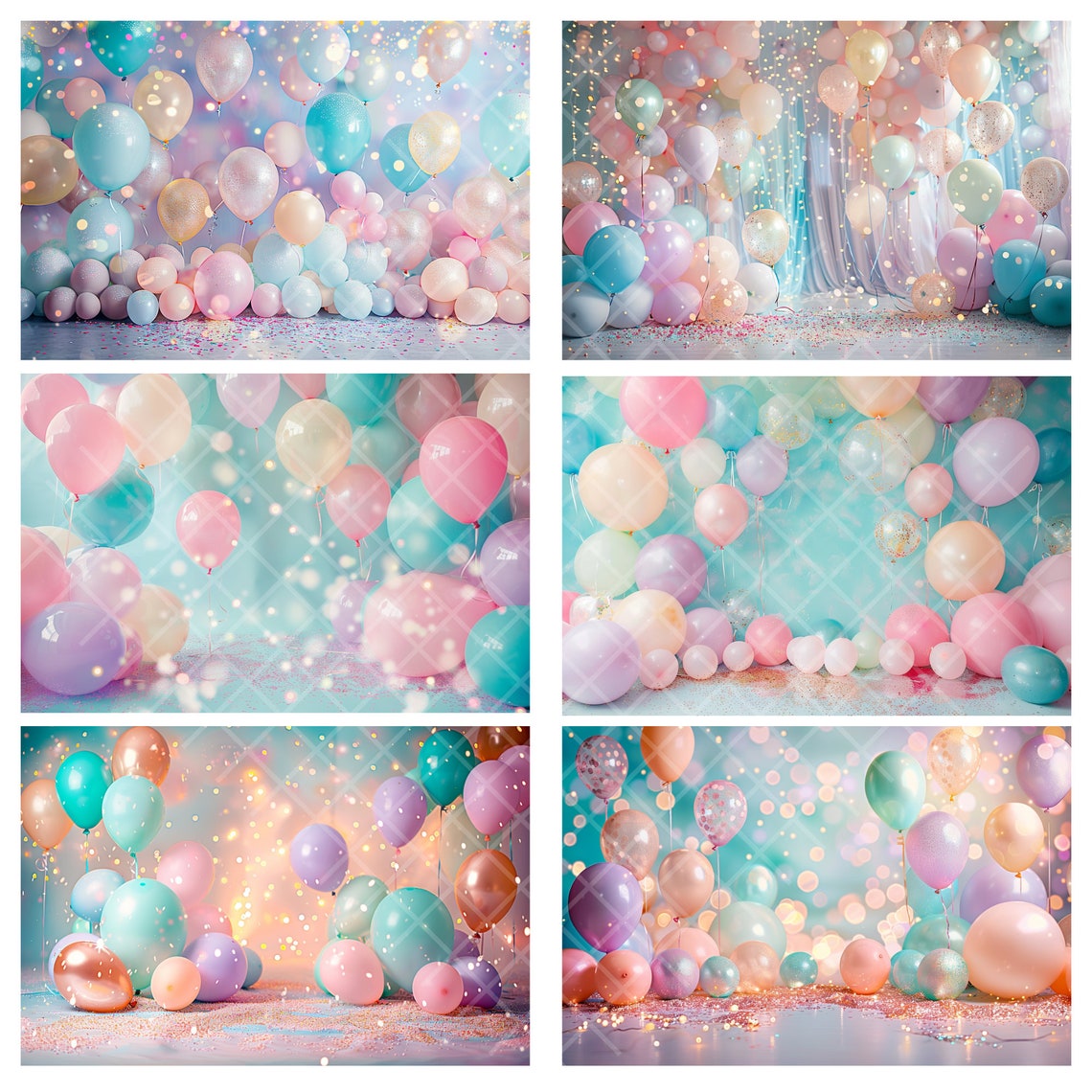 Sparkling Balloon Wonderland Digital Backdrop: Birthday Cake Smash ...