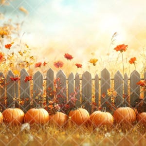 Rustic Fall Fence Digital Backdrop for Kids Photography, Autumn Pumpkin ...