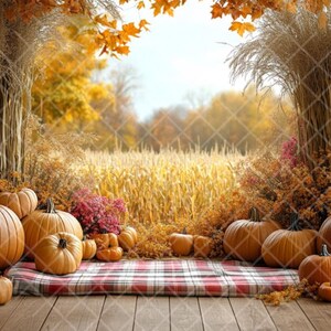 Fall Harvest Scarecrow Digital Backdrop for Kids Photography, Autumn ...