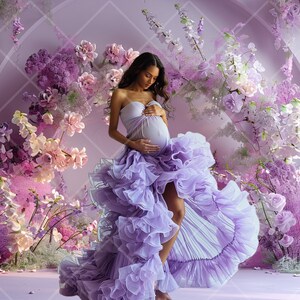 Purple Floral Arch Digital Backdrops for Maternity Photography | Soft ...