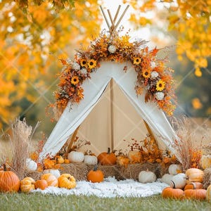 Autumn Teepee Digital Backdrop for Kids Photography, Ai-generated ...