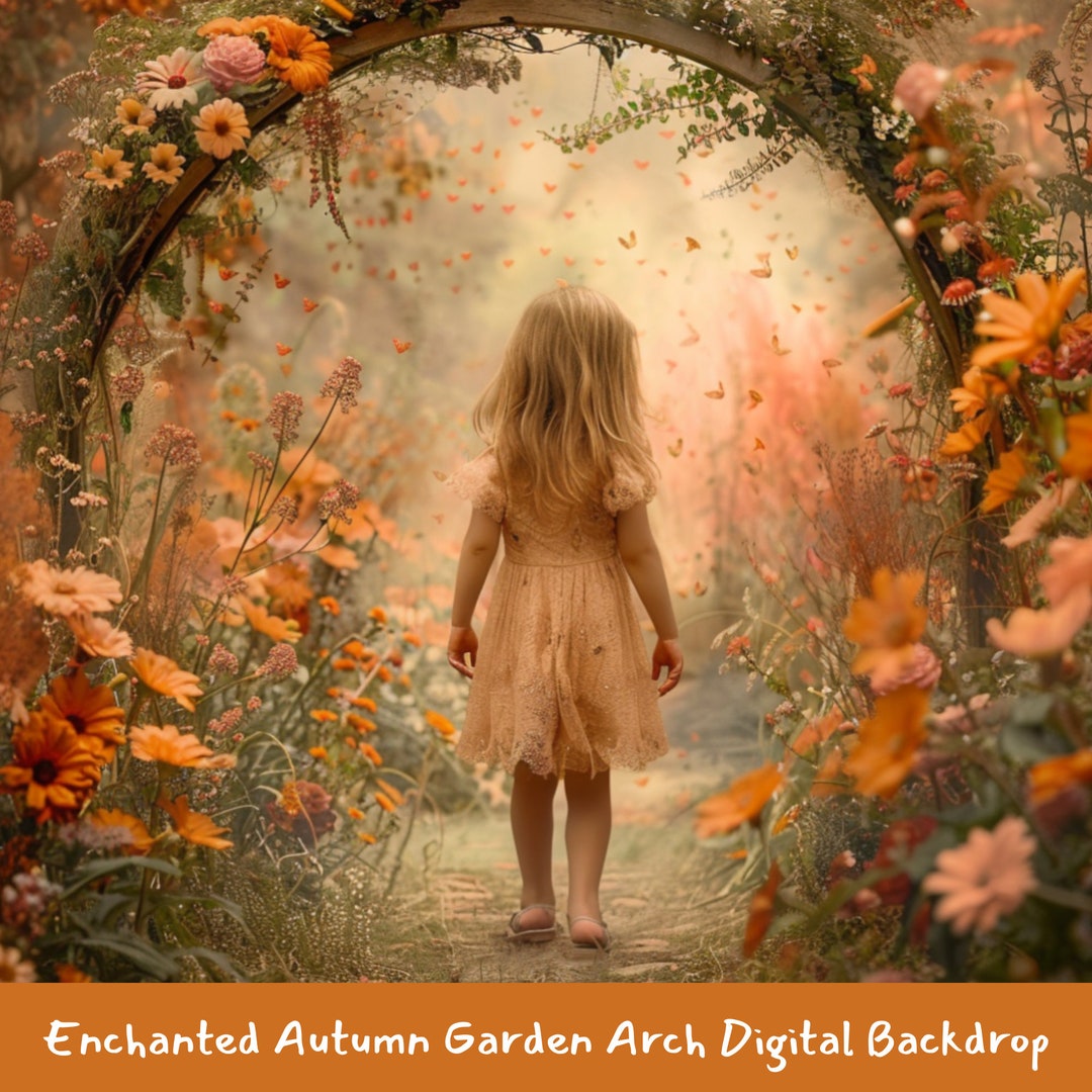 Enchanted Autumn Garden Arch Digital Backdrop | Fine Art Fall Kids ...
