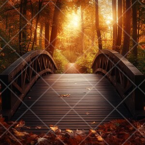 Autumn Forest Bridge Digital Backdrop: Fantasy Photoshoot (JPEG) - Etsy