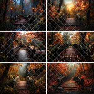 Autumn Forest Bridge Digital Backdrop: Fantasy Photoshoot (JPEG) - Etsy