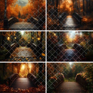 Autumn Forest Bridge Digital Backdrop: Fantasy Photoshoot (JPEG) - Etsy
