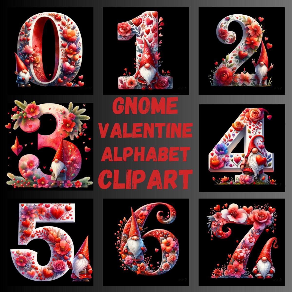 Valentine Watercolor Alphabet PNG Gnome Clipart, Valentine Clipart ...