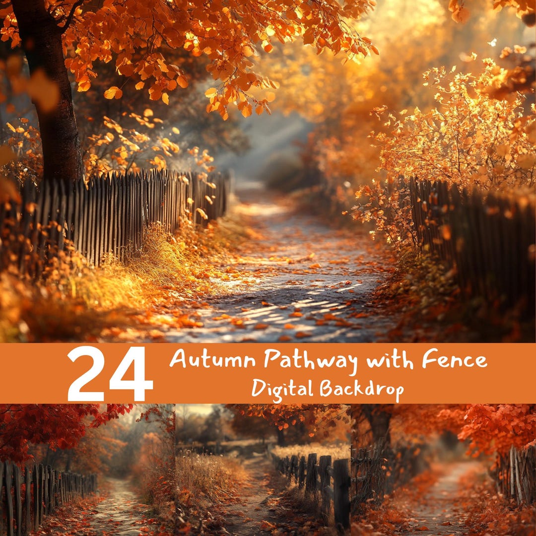 Autumn Pathway Digital Backdrop: Fall Foliage Photography (instant ...