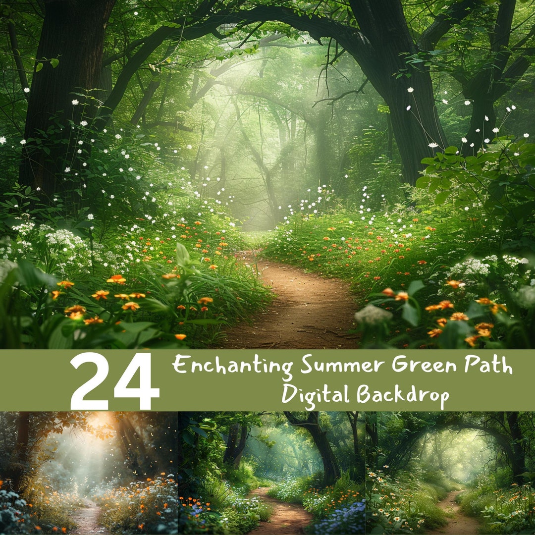 Enchanting Summer Green Path Digital Backdrop, Fine Art Portrait ...