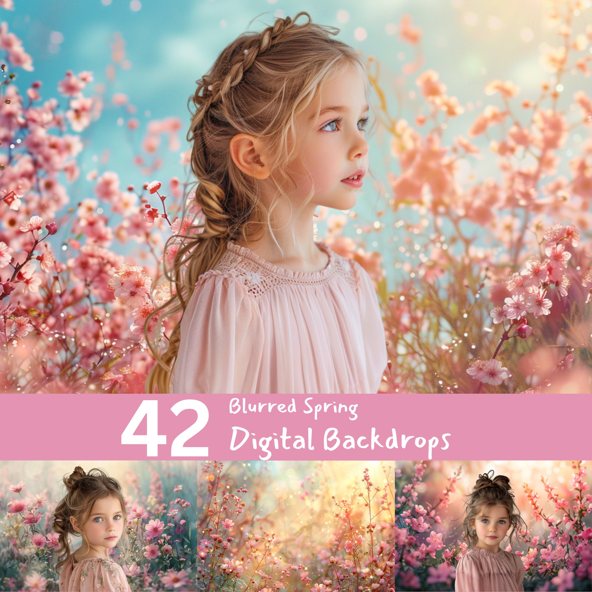 Blurred Spring Digital Backdrops, Spring's Flower Soft Focus Background ...
