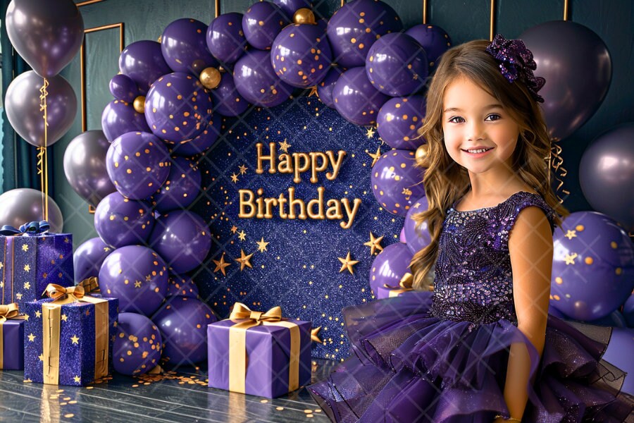 Balloon Arch Birthday Digital Backdrop, Digital Portrait Photo ...