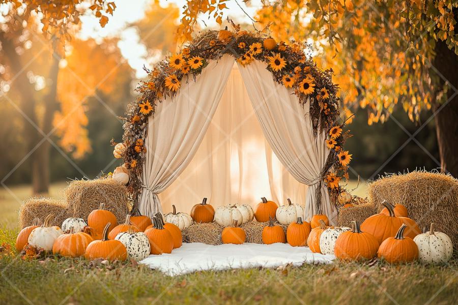Autumn Teepee Digital Backdrop for Kids Photography, Ai-generated ...