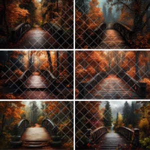 Autumn Forest Bridge Digital Backdrop: Fantasy Photoshoot (JPEG) - Etsy