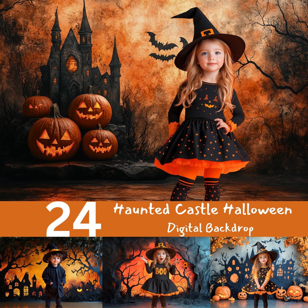 Haunted Castle Halloween Photography Backdrop | Spooky Kids Photo Shoot ...
