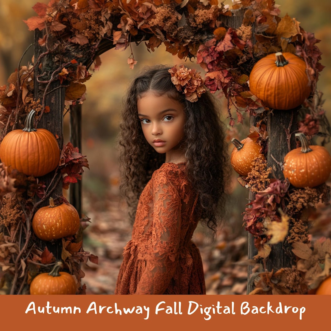 Autumn Archway Fall Digital Backdrop, Pumpkin Path Photography ...