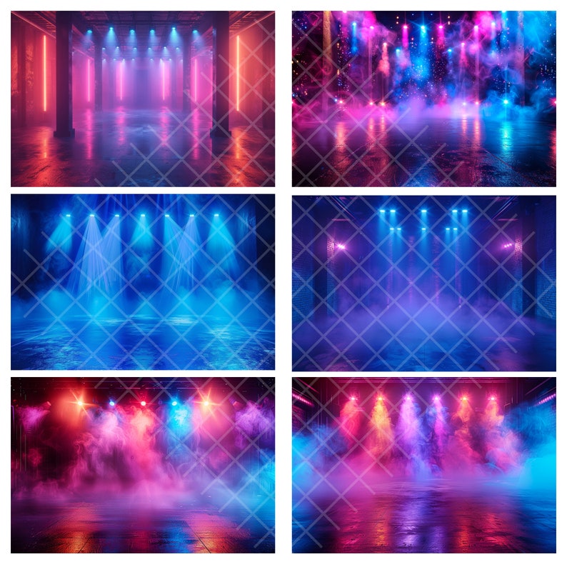 Vibrant Neon Dance Stage Digital Backdrop (JPEG) - Etsy